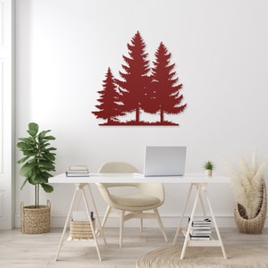 Pine Tree Metal Wall Art, Cedar Tree Metal Sign Large Outdoor Wall Art ...