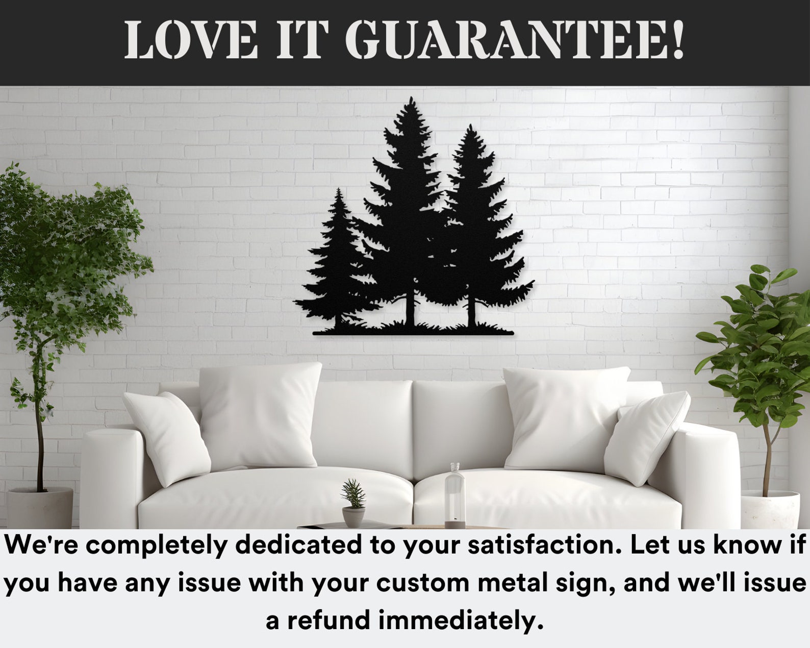 Pine Tree Metal Wall Art, Cedar Tree Metal Sign Large Outdoor Wall Art ...
