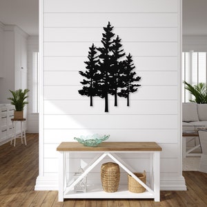 Pine Tree Metal Wall Art, Cedar Tree Metal Sign Large Outdoor Wall Art ...