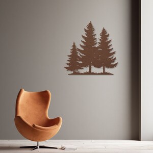 Pine Tree Metal Wall Art, Cedar Tree Metal Sign Large Outdoor Wall Art ...