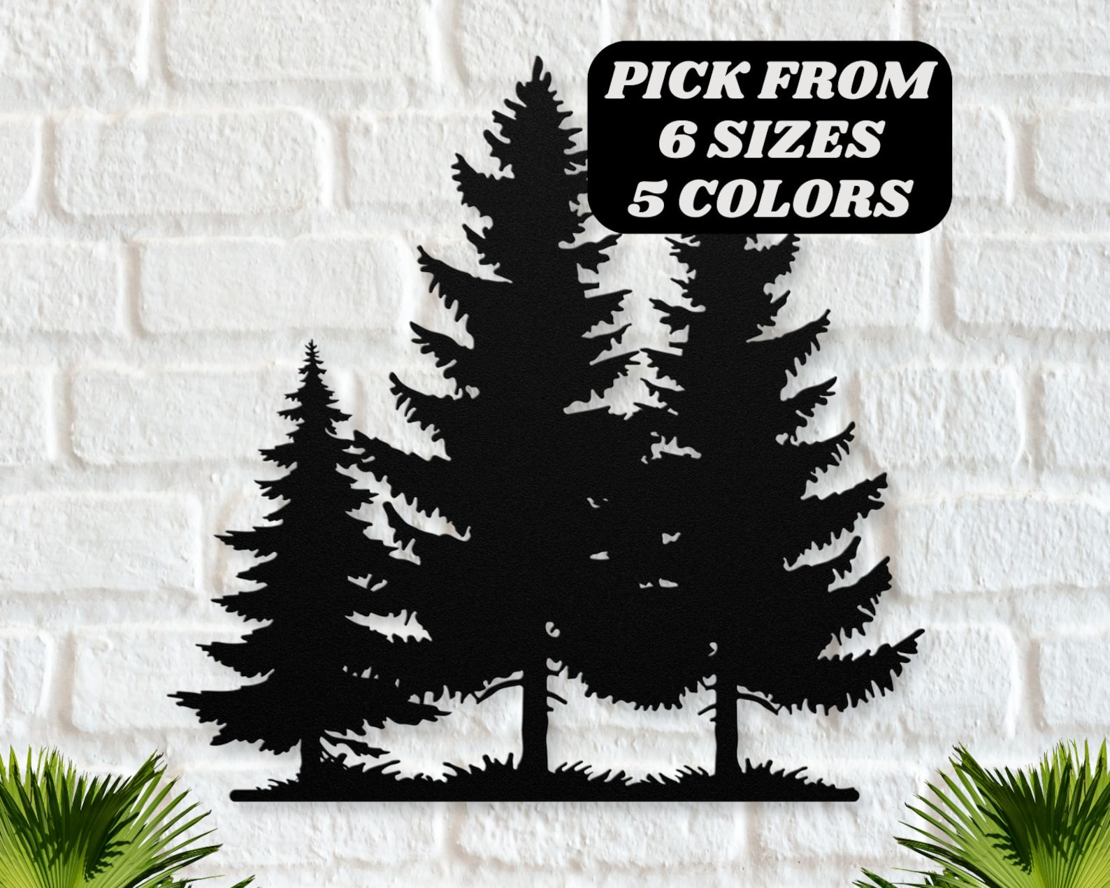Pine Tree Metal Wall Art, Cedar Tree Metal Sign Large Outdoor Wall Art ...