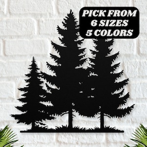 Pine Tree Metal Wall Art, Cedar Tree Metal Sign Large Outdoor Wall Art ...