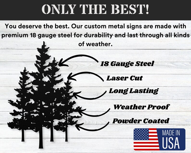 Wispy Pine Tree Metal Wall Art, Cedar Tree Metal Sign Large Outdoor ...