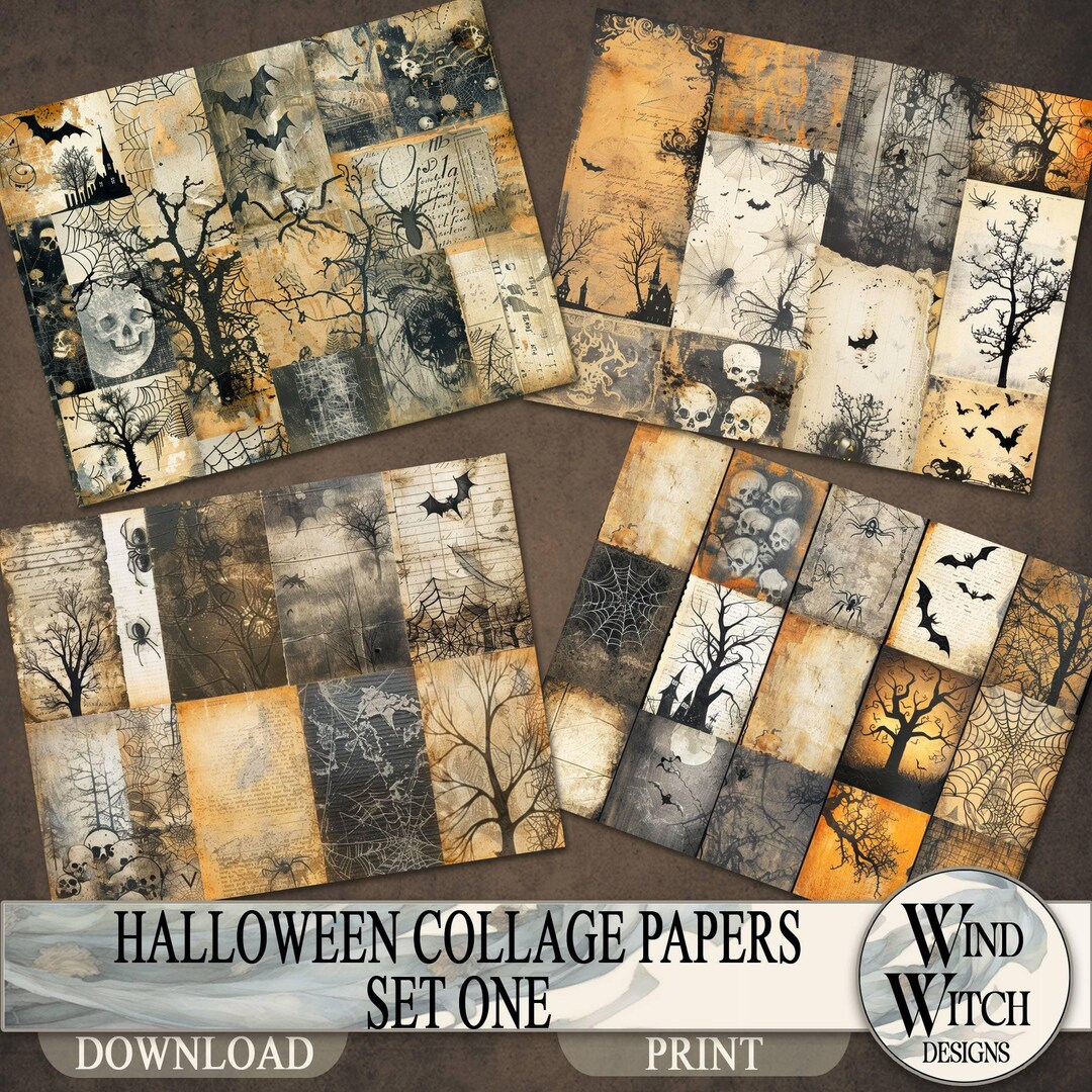 Halloween Collage Papers, SET ONE, Multi-purpose Craft Sheets, for Junk ...