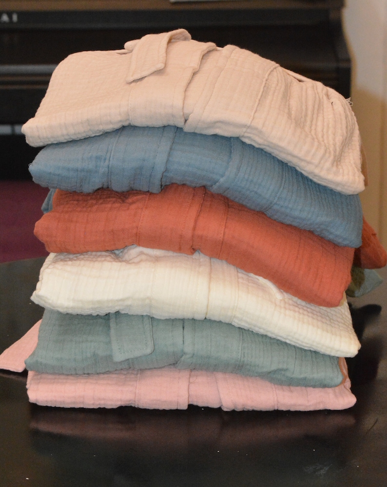 Organic 4 Layers Muslin Unisex Robe, Pure Cotton Kimono, %100 Muslin ...