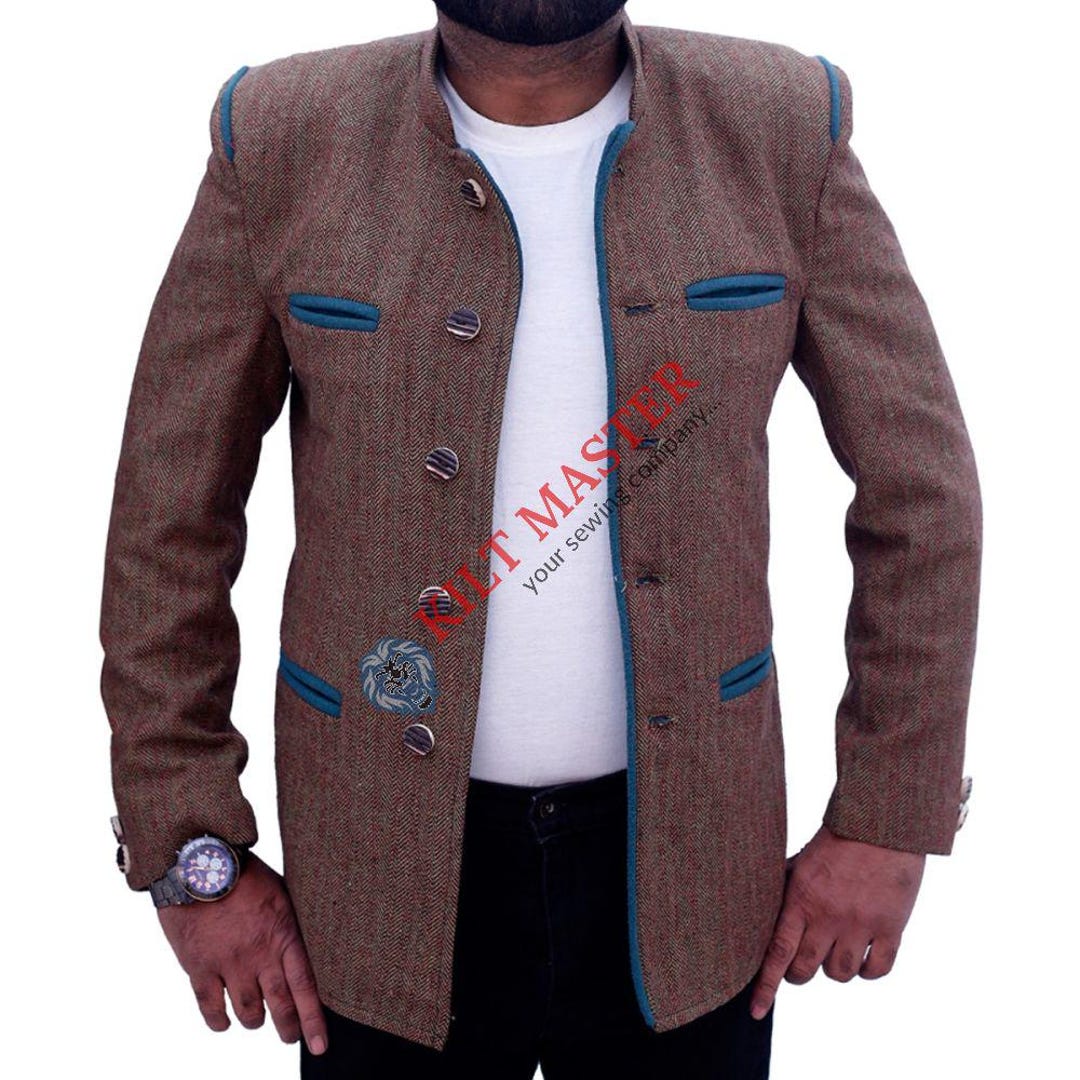 Tweed German Bavarian Trachten Jacket - Handmade Oktoberfest Tyrol ...