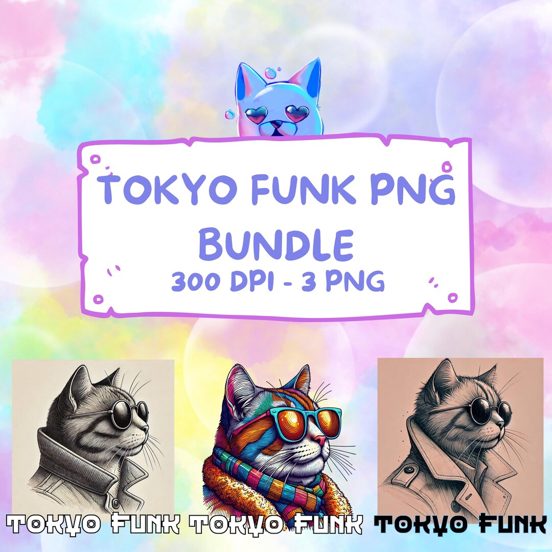 Tokyo Funk Png Bundle, Digital File Mug, Png Cat Design, Mug Print File ...