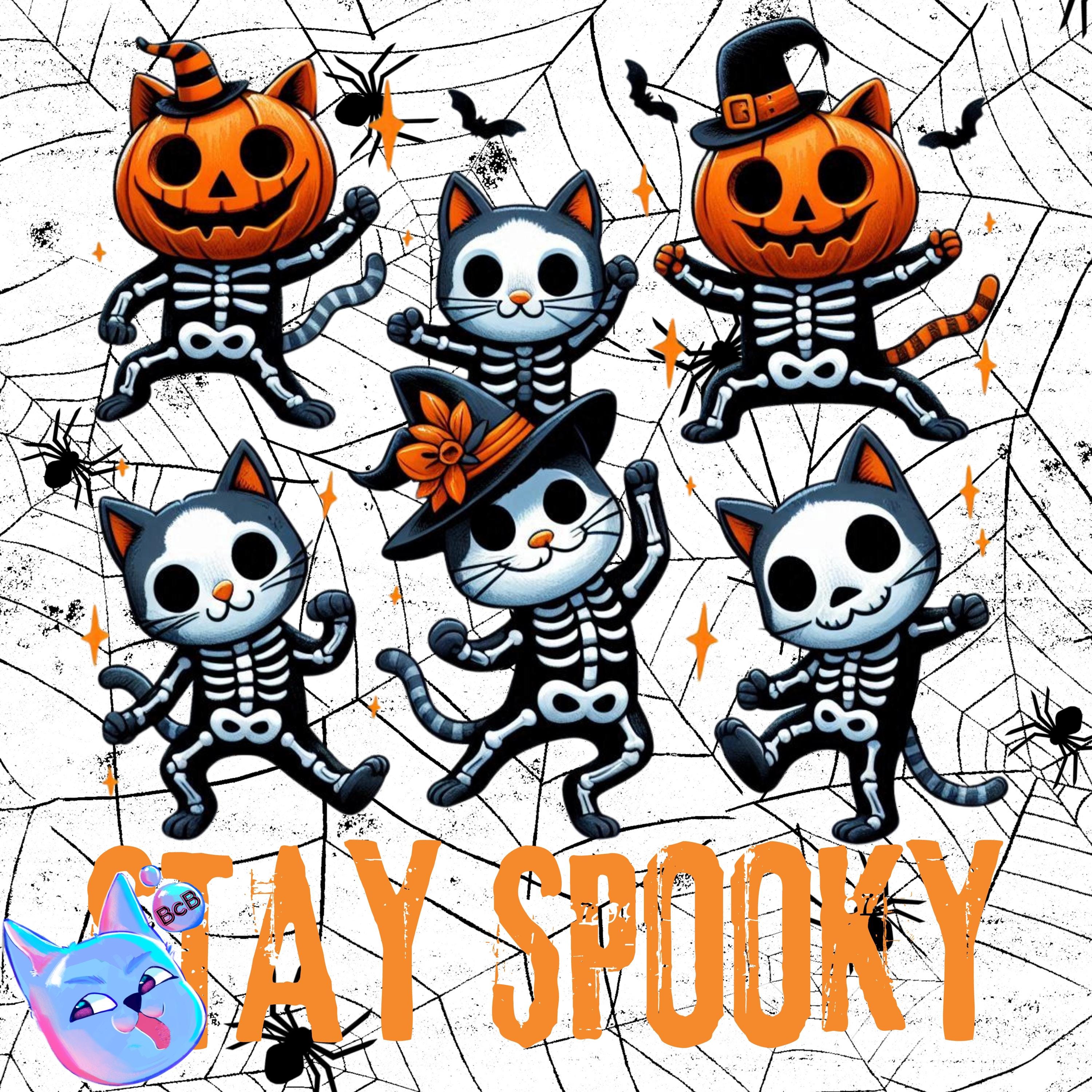 Stay Spooky Png, Dancing Skeleton Cat Png, Funny Halloween Png ...