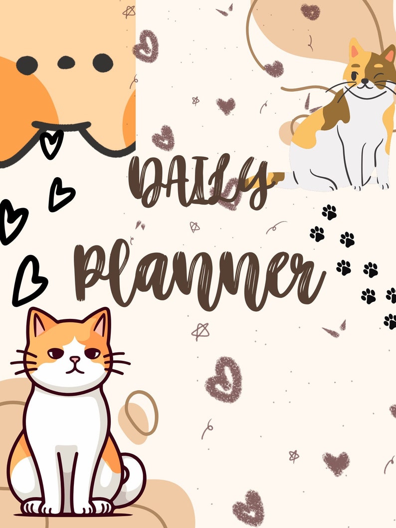 Daily Planner Cute Cat Aesthetic - Etsy