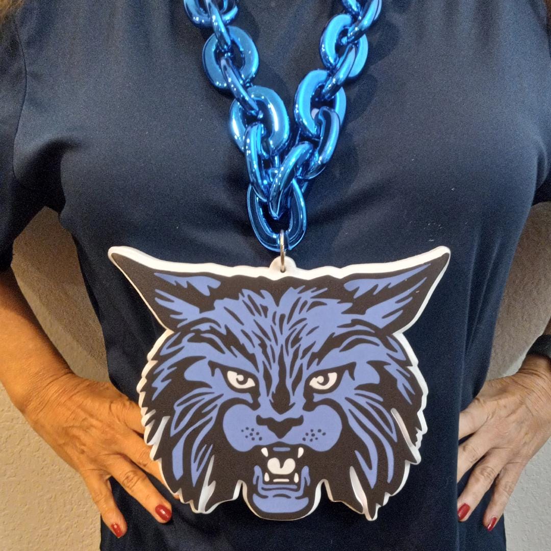 Bobcat Blue High School Mascot 3D Big Fan Chain - Etsy