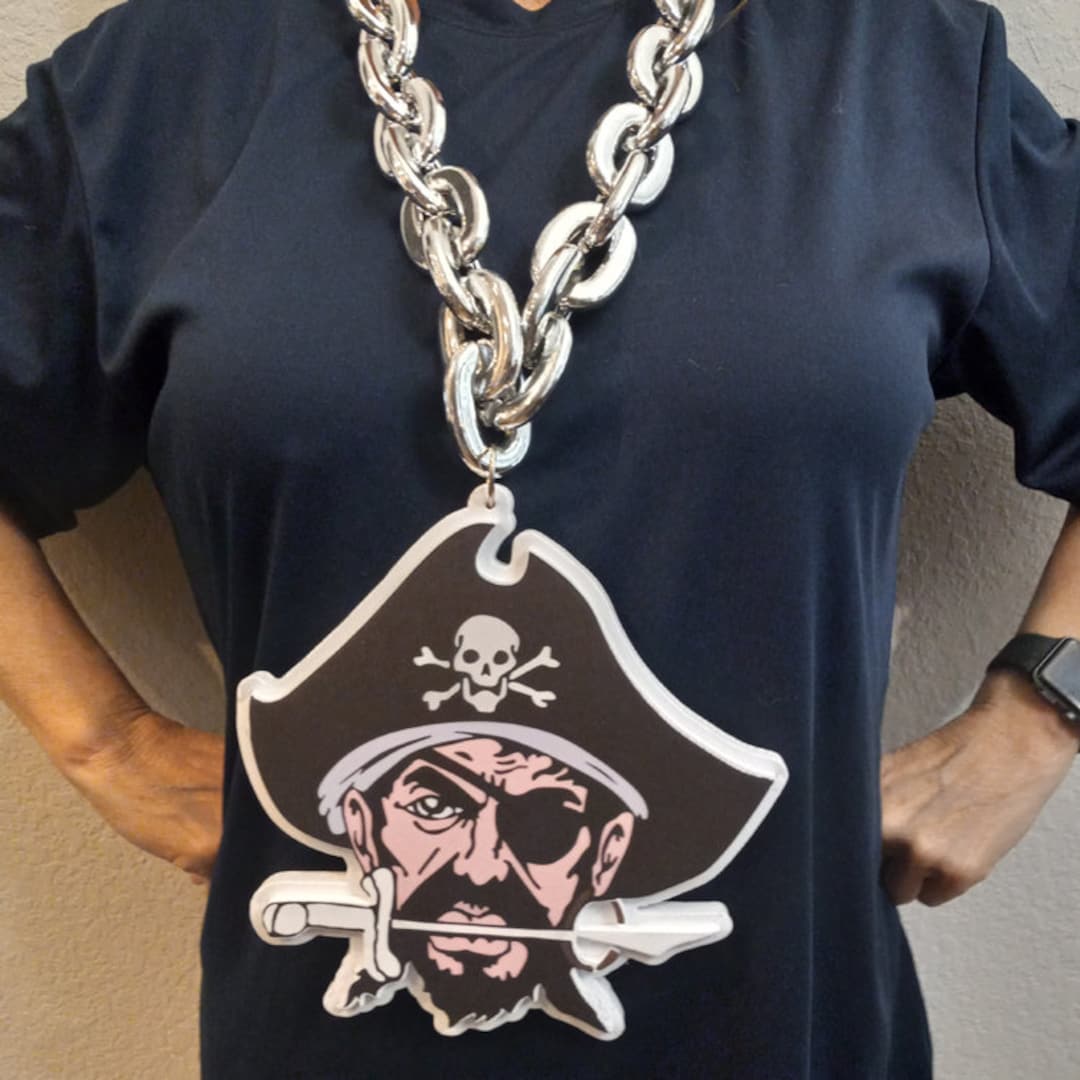 Pirate Silver High School Mascot 3D Big Fan Chain - Etsy