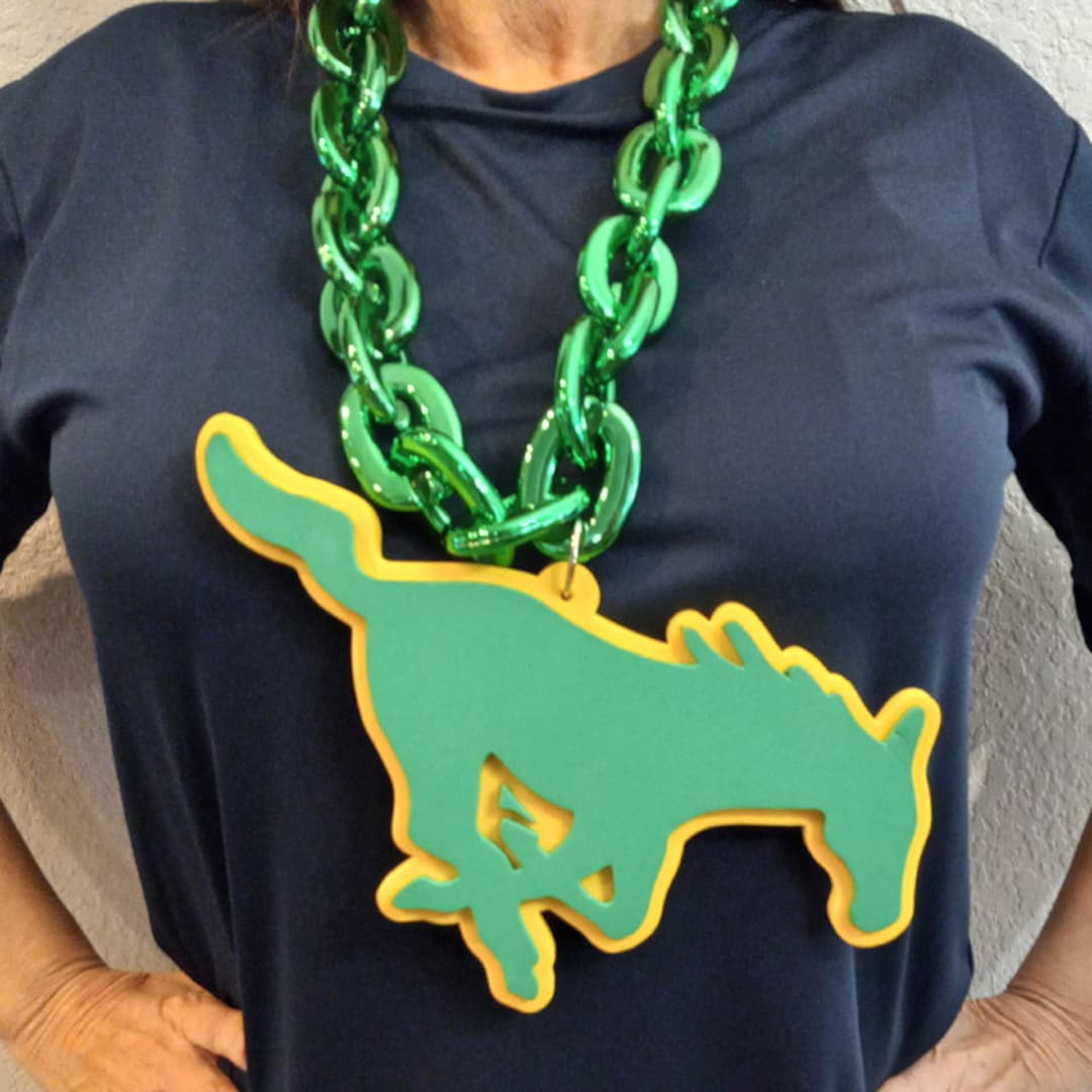 Mustang Green & Gold High School Mascot 3D Big Fan Chain - Etsy
