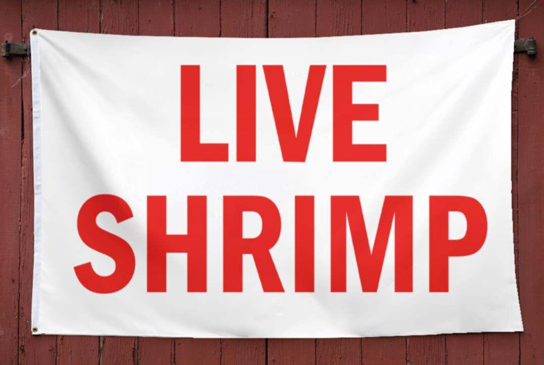 Live Shrimp 3' X 5' Flag for Seafood, Bait, & Tackle Shops. 100% ...