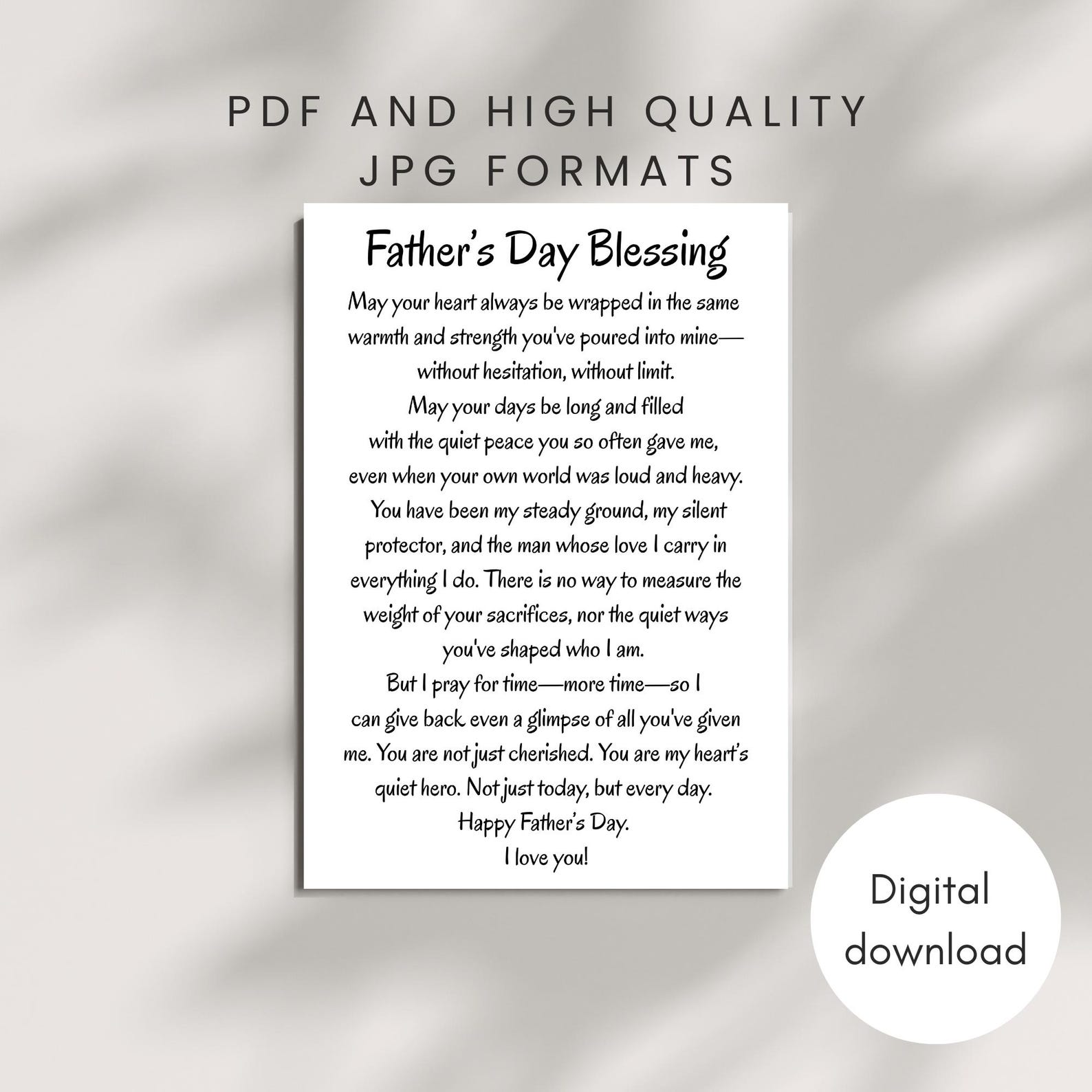 Father’s Day Blessing Card Printable for Dad Instant Download Christian ...