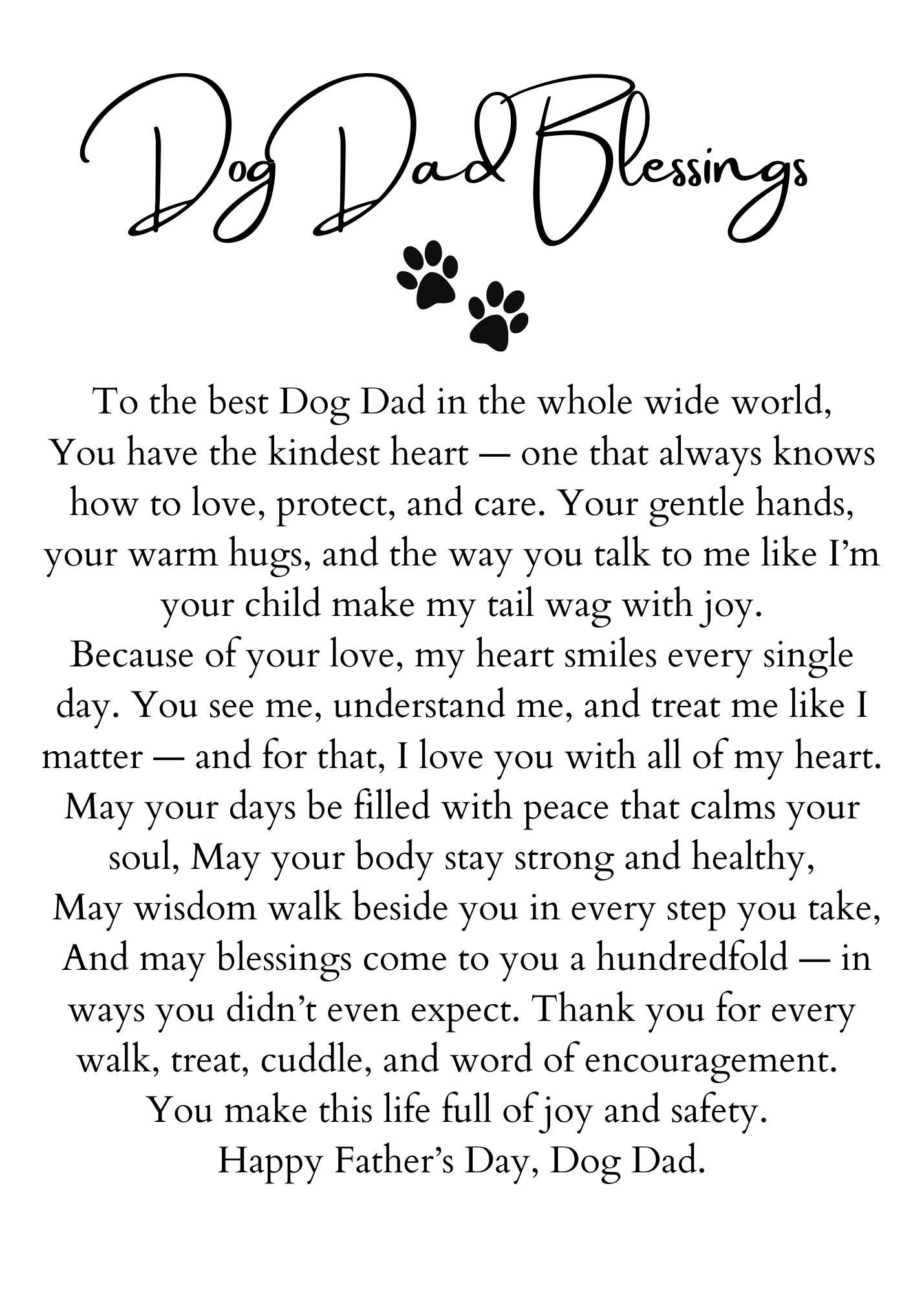 Dog Dad Blessing Card Printable From Dog Father’s Day Gift From Pet ...