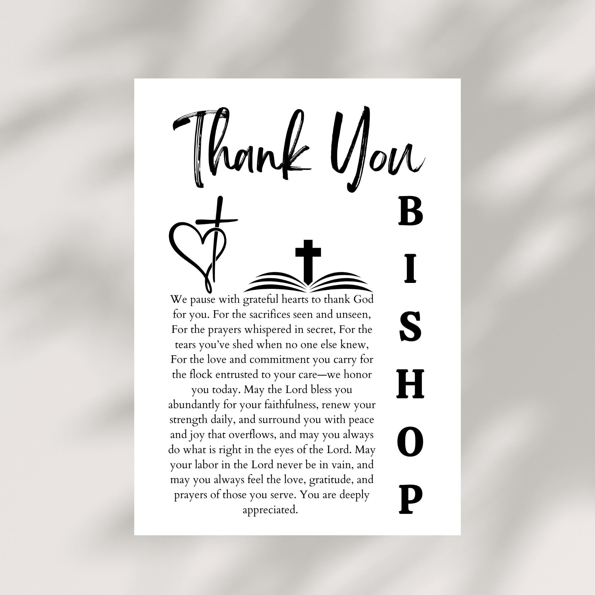 PRINTABLE Bishop Blessing Card Prayer Christian Faith-based Thank You ...