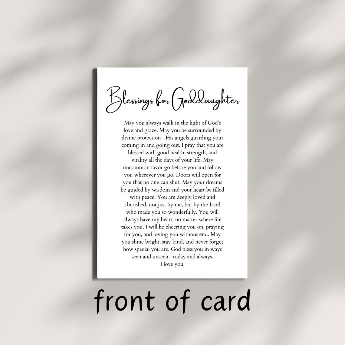 Goddaughter Blessing Card Printable From Godmother Godfather Godparents ...