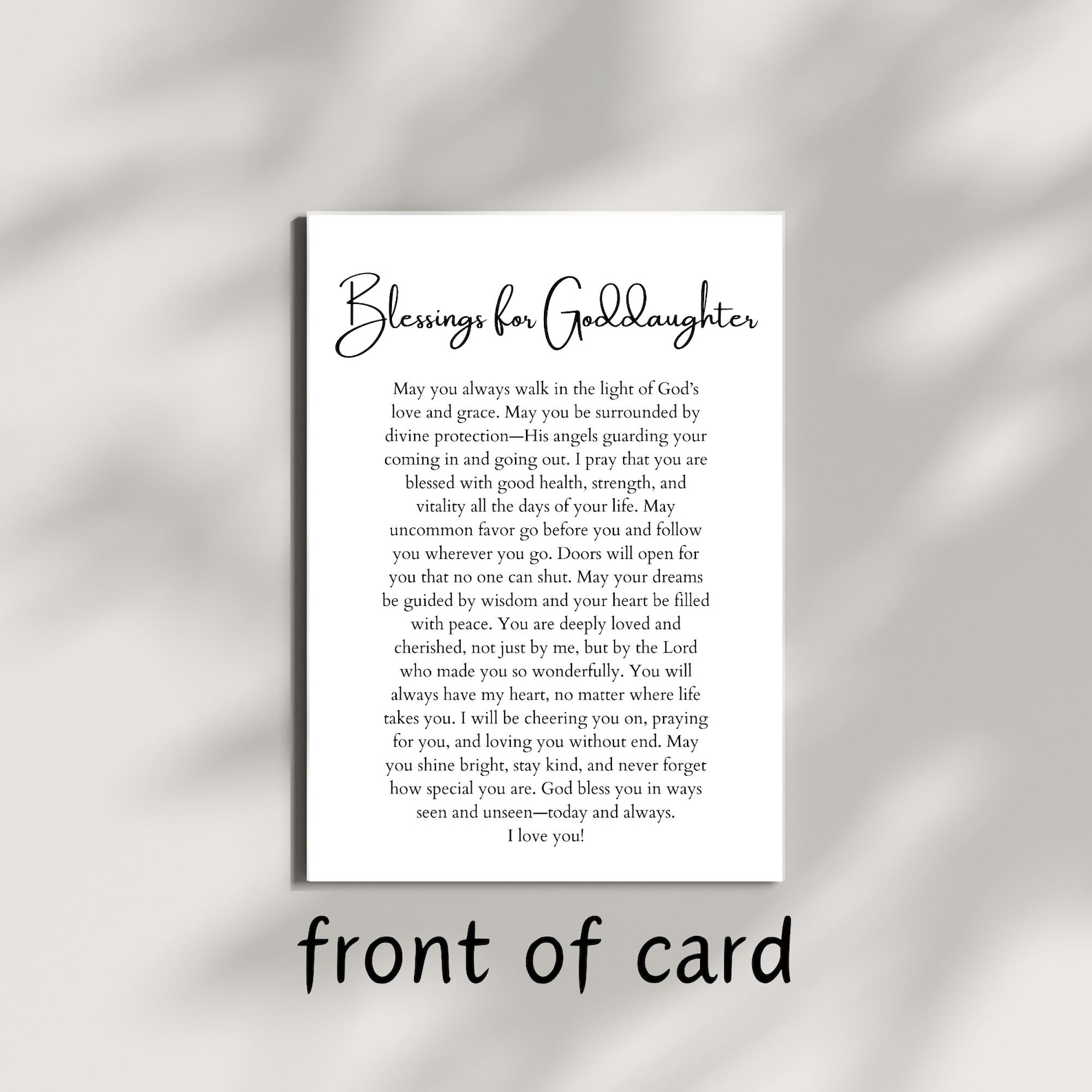 PRINTABLE Goddaughter Blessing Card Christian Prayer Faith Based Gift ...