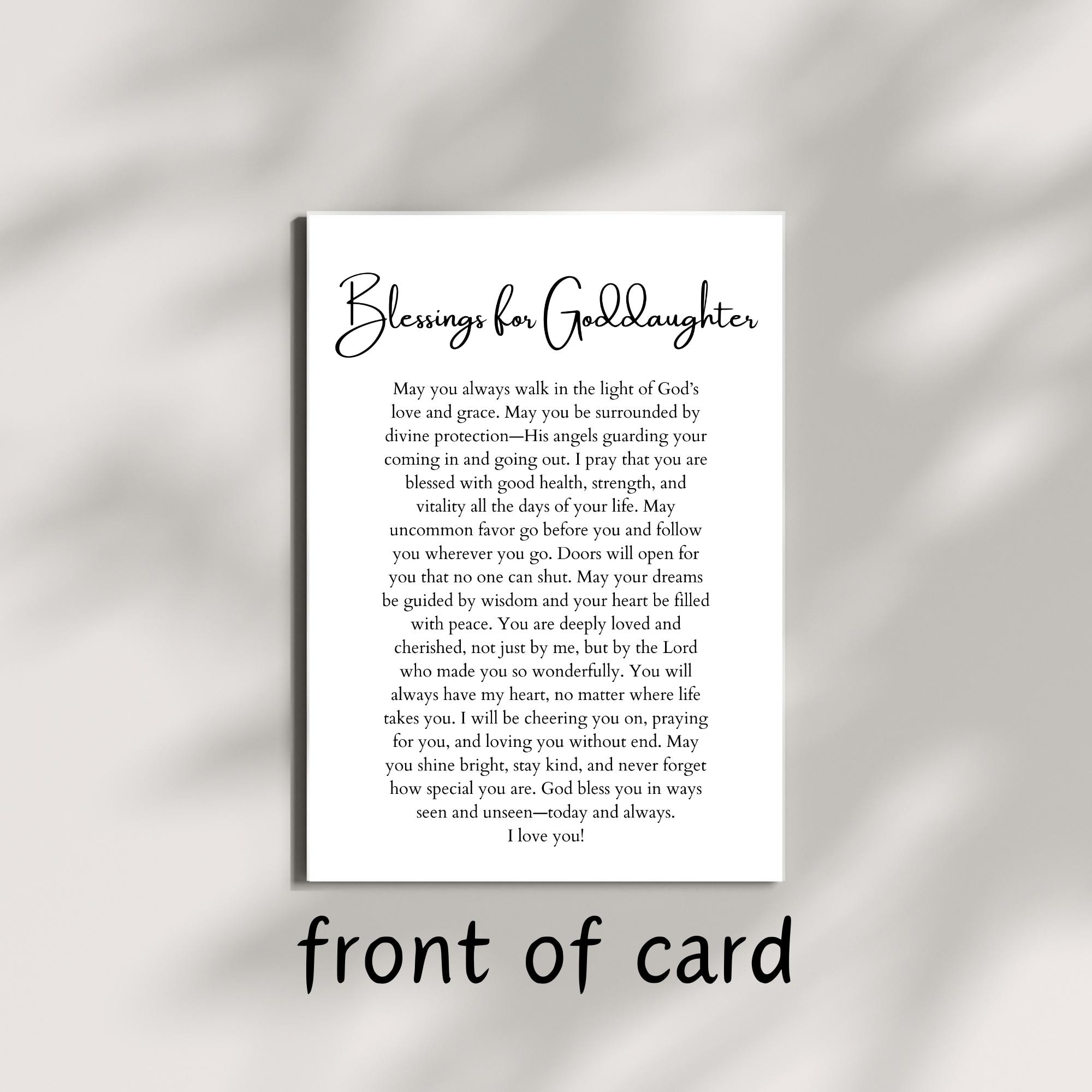 Goddaughter Blessing Card Printable From Godmother Godfather Godparents ...