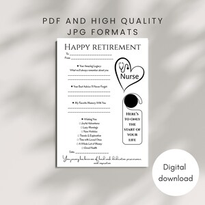 Nurse Retirement Card Printable Blessing Gift Instant Download Digital ...