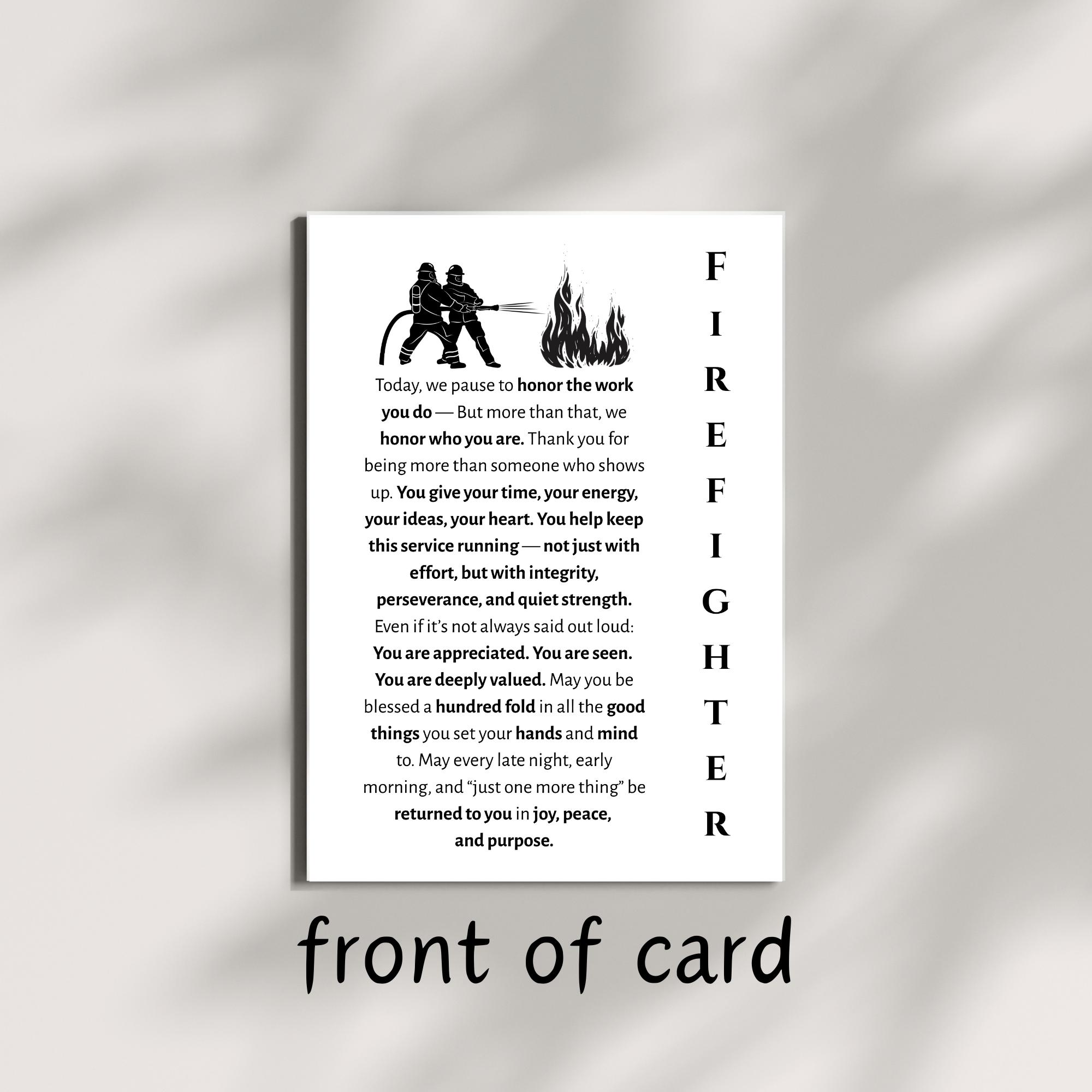 Firefighter Blessing Card PRINTABLE Thank You Christian Prayer Gift for ...