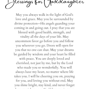 Goddaughter Blessing Card Printable From Godmother Godfather Godparents ...