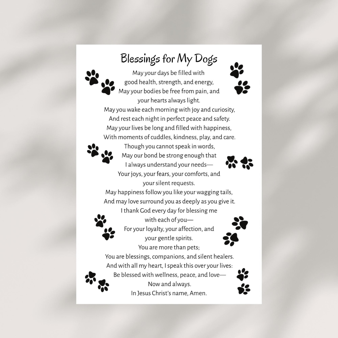 Blessing for Dogs Thank You Card Printable Pet Appreciation Gift ...