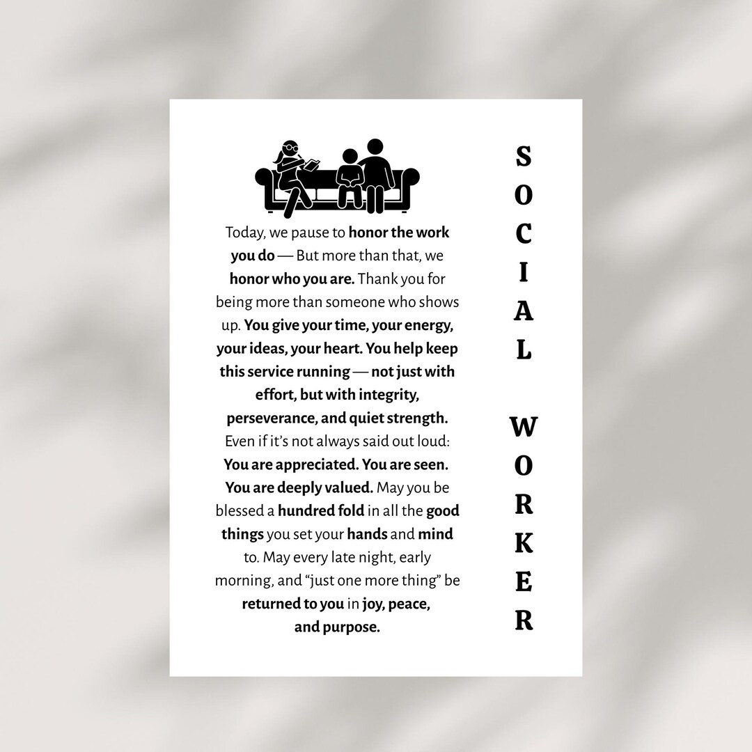 Social Worker Blessing Card Printable Thank You Christian Prayer Gift ...