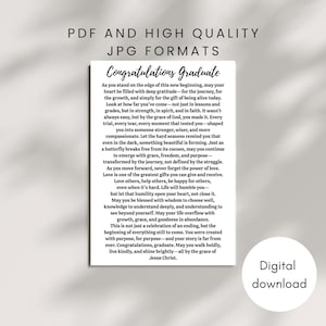 PRINTABLE High School Graduation Blessing Card Christian Religious ...