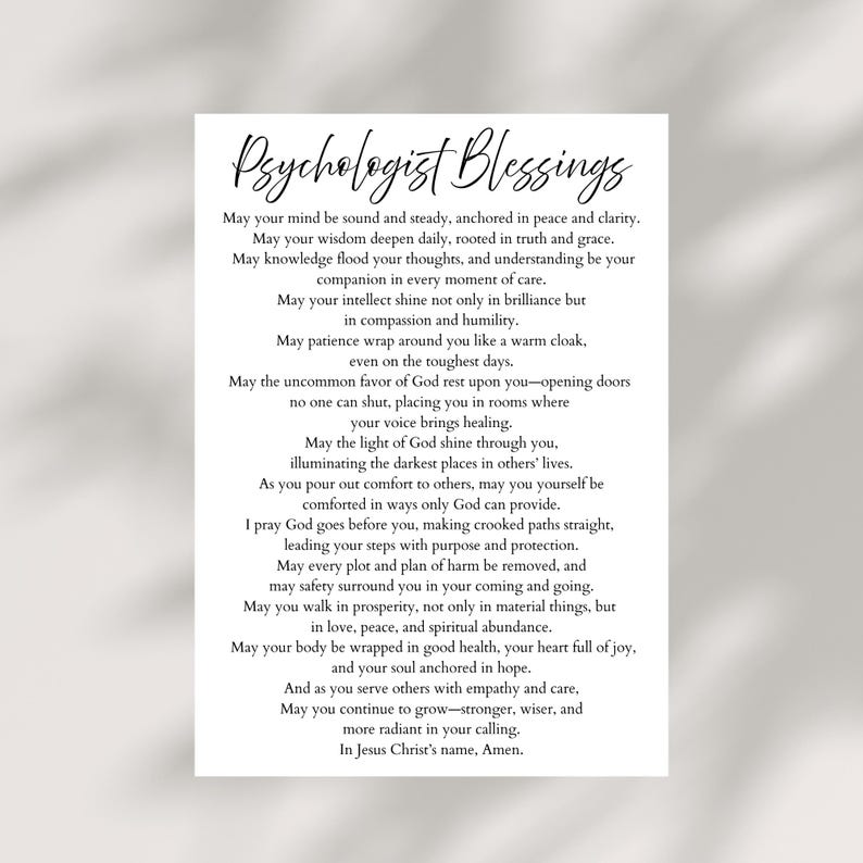 Psychologist Blessing Card Printable Christian Graduation Birthday ...