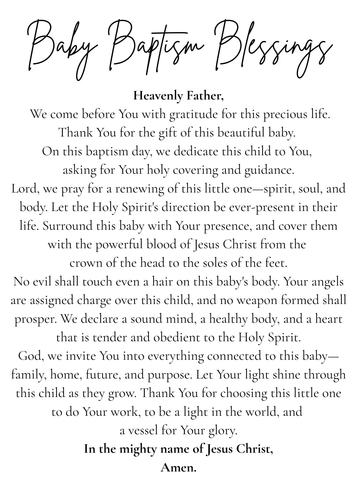 PRINTABLE Baby Baptism Blessing Card Christian Prayer From Mom Dad ...