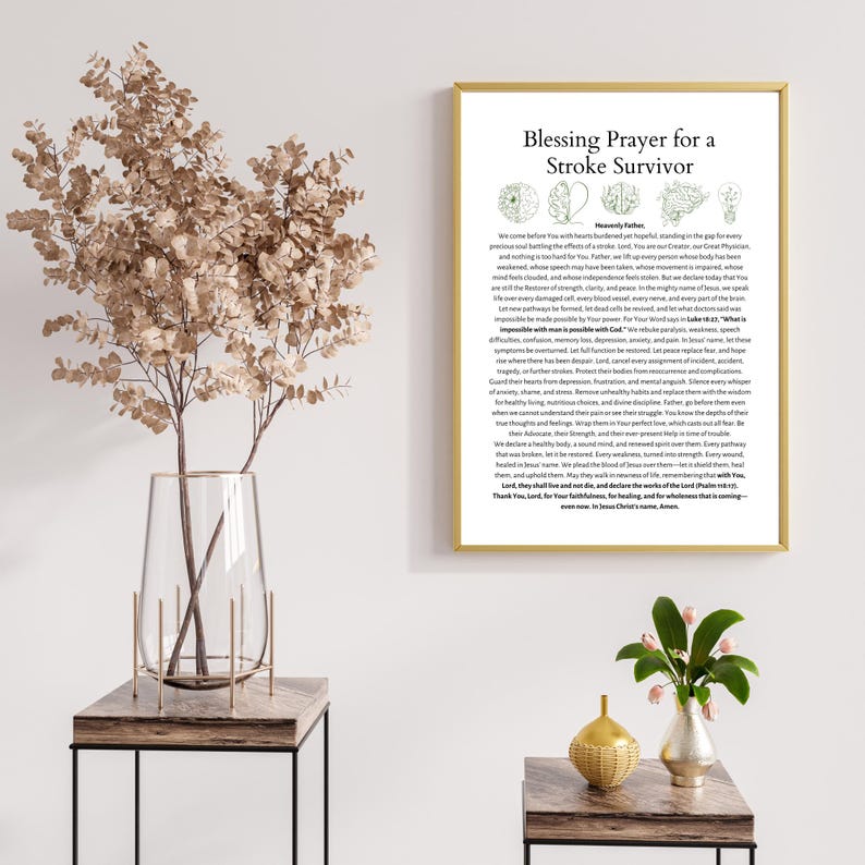 PRINTABLE Stroke Recovery Prayer Wall Art Christian Blessing Faith ...