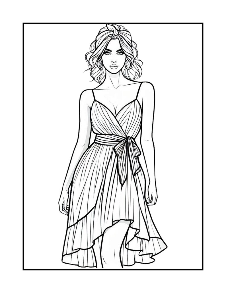 28 Unique Fashion Models Coloring Pages Instant Digital Printable ...