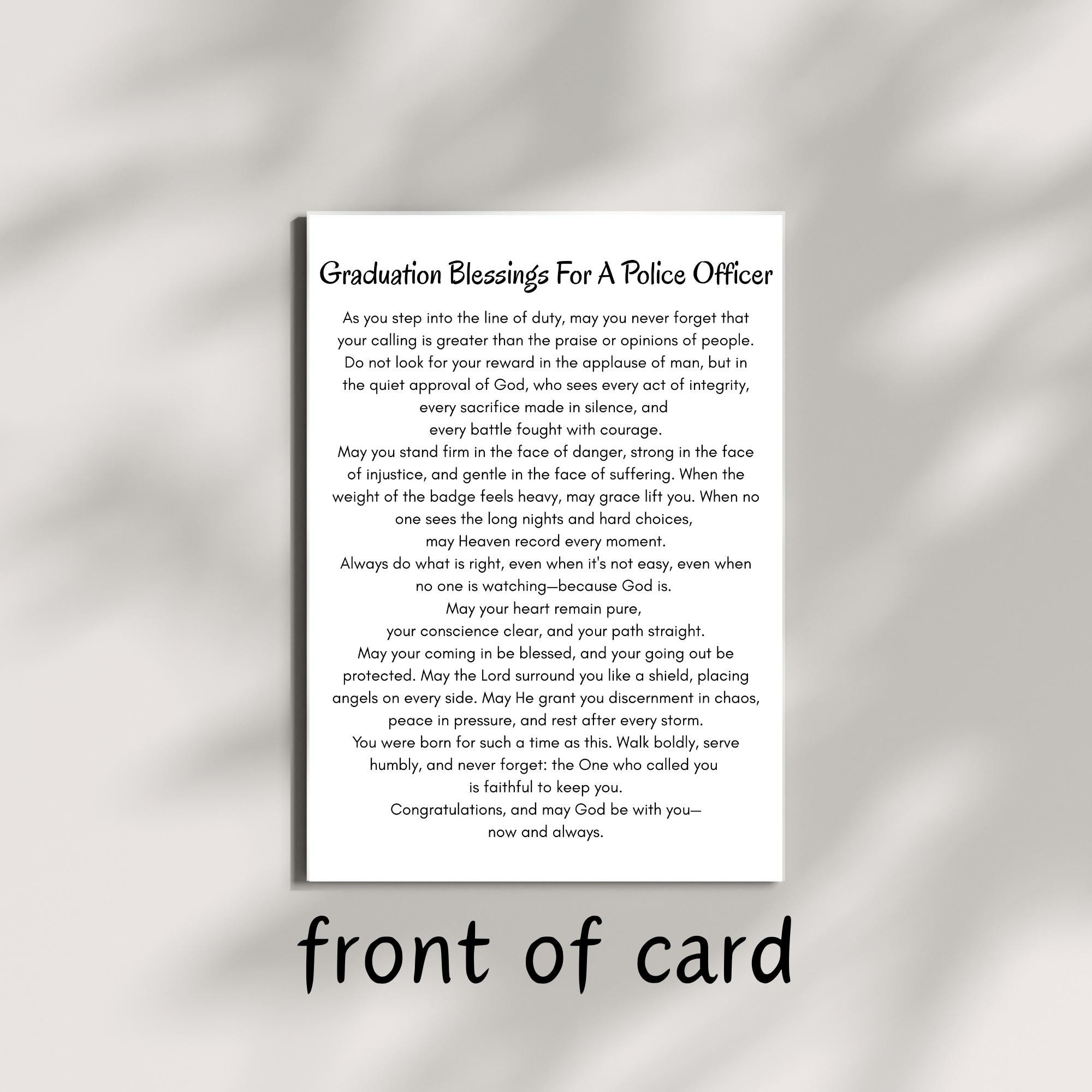 Police Graduation Blessing Card Printable Digital Download Law ...