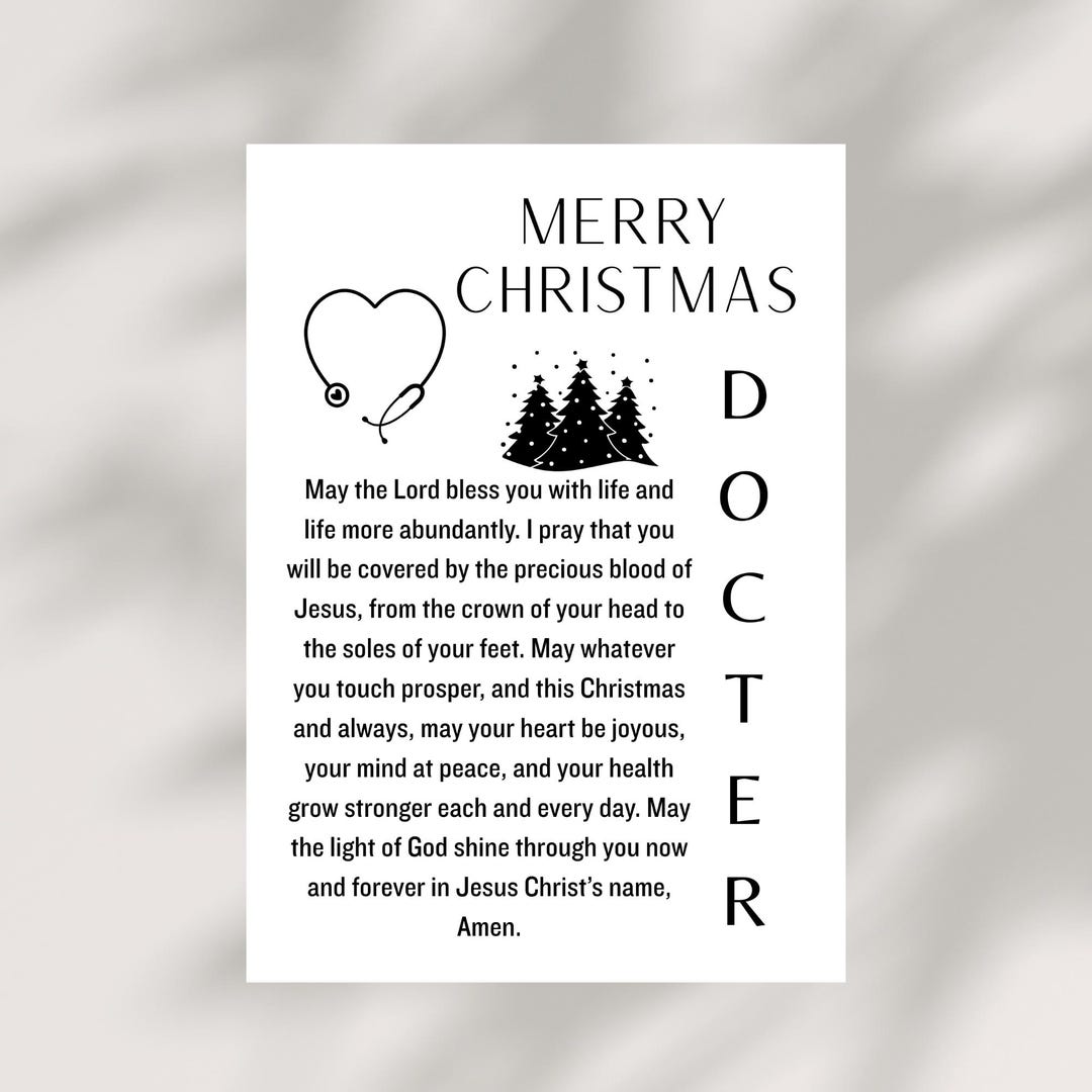 Doctor Christmas Card Blessing PRINTABLE Prayer Gift Faith-based ...