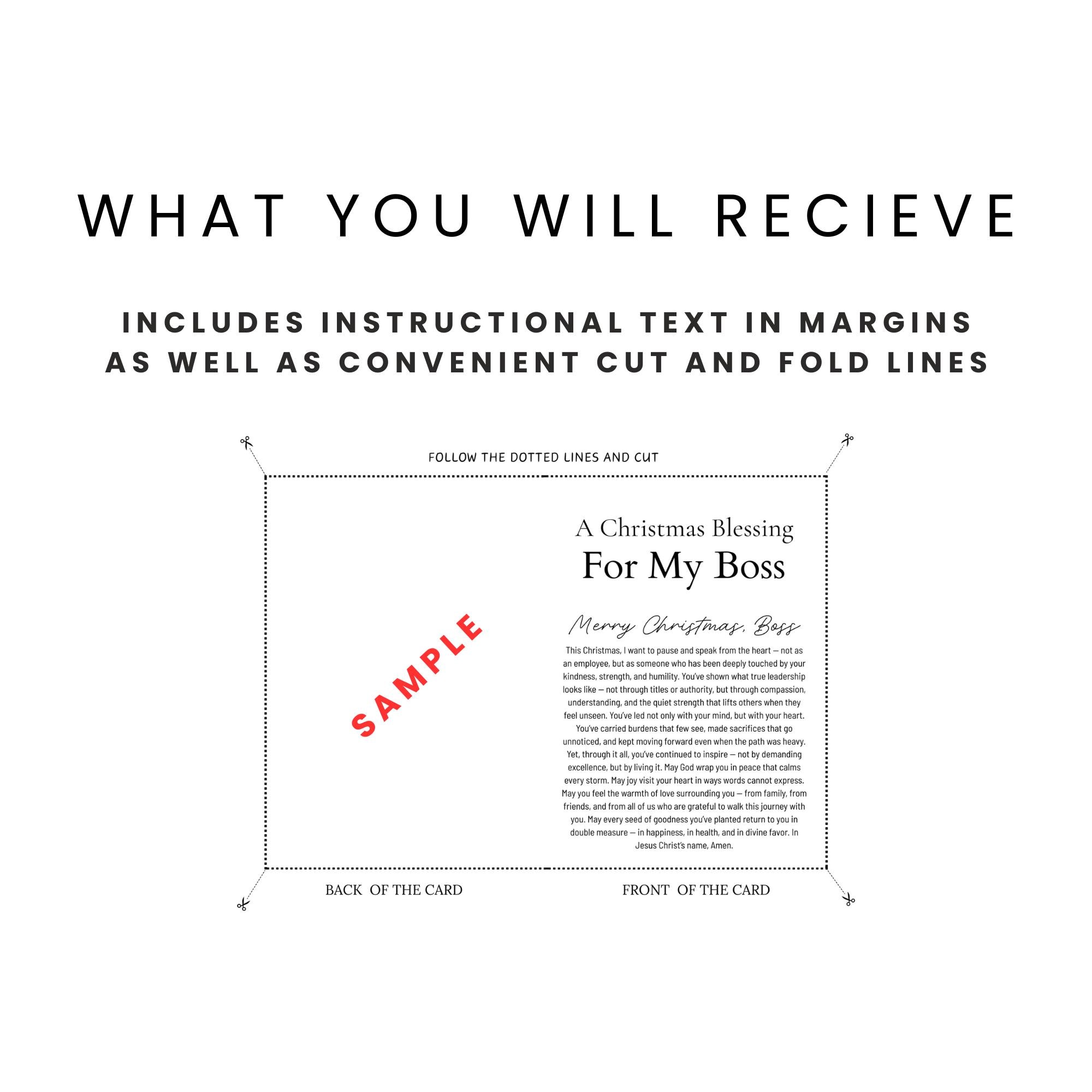 Boss Christmas Card Blessing PRINTABLE Prayer Appreciation Thank You ...