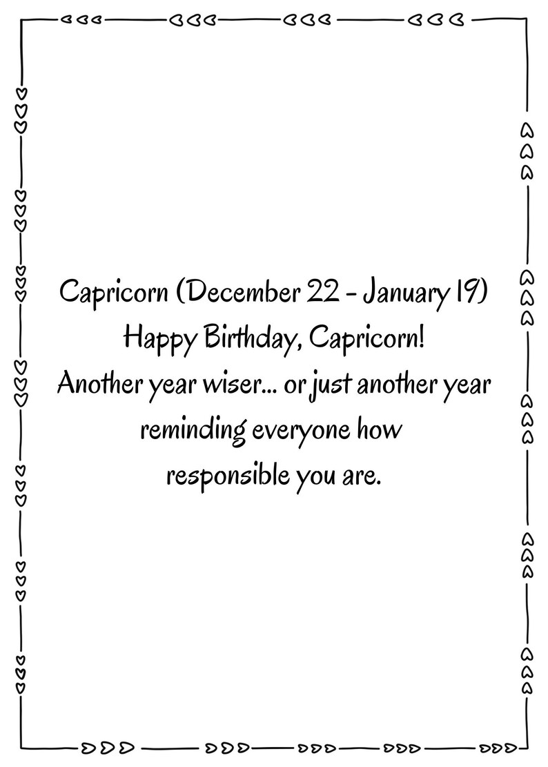 Funny Capricorn Birthday Card Digital Printable Download Zodiac ...