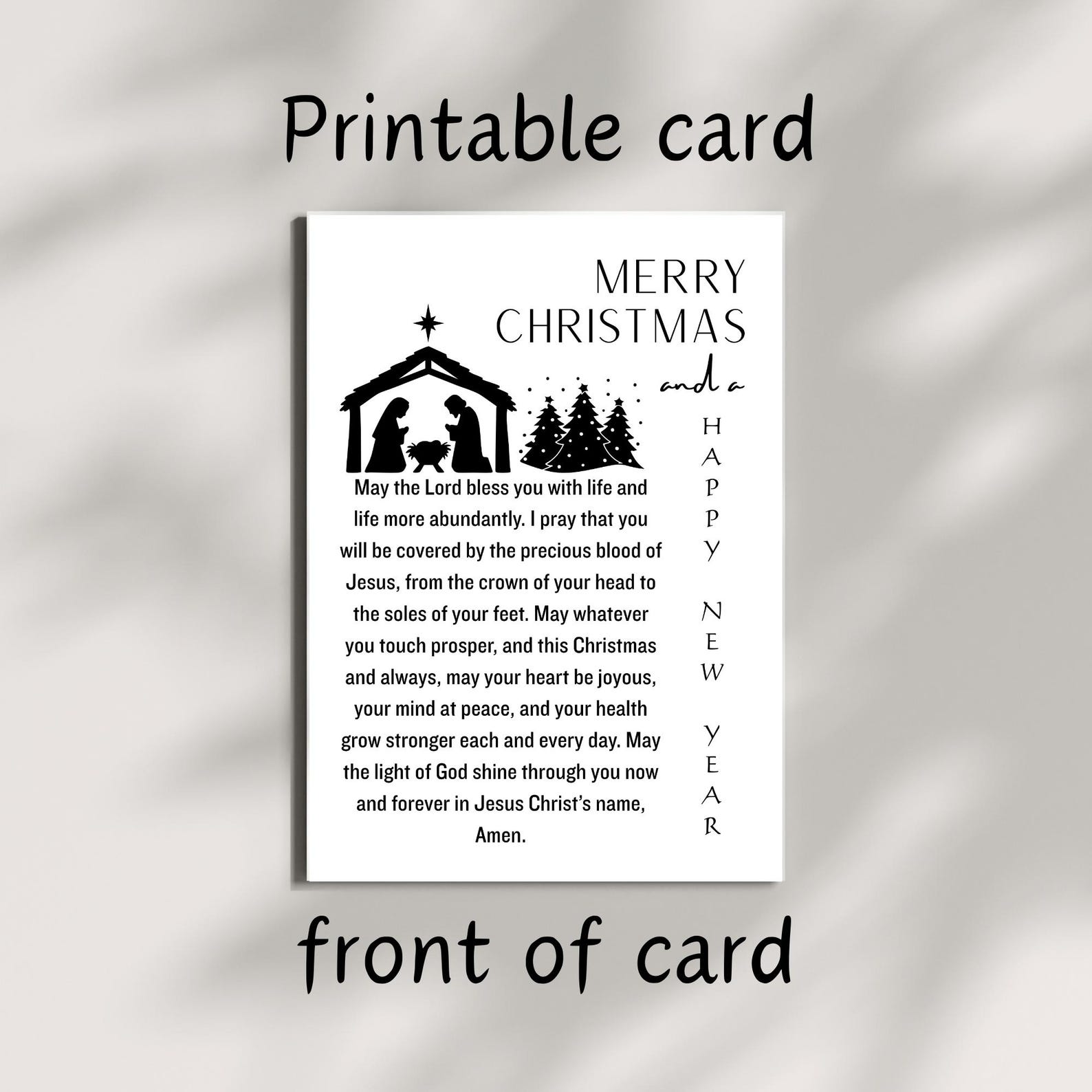 Christmas Card Blessing PRINTABLE Prayer Happy New Year Faith-based ...