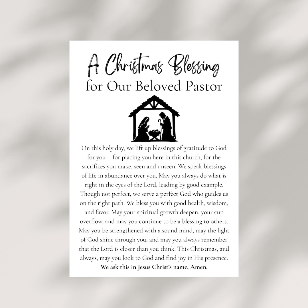 Pastor Christmas Card Blessing PRINTABLE Thank You Christian Prayer ...