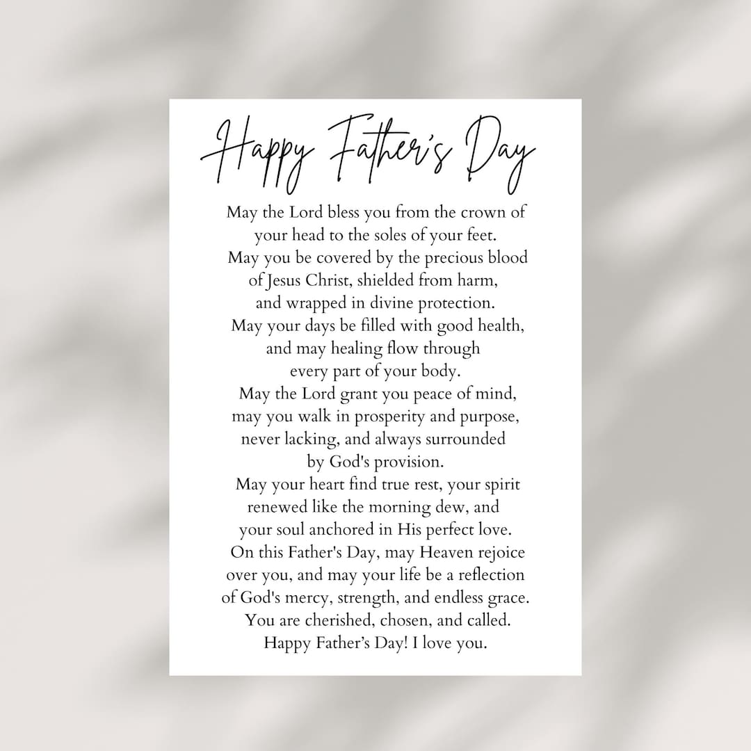 Father's Day Blessing Card Printable for Dad Christian Prayer Card ...