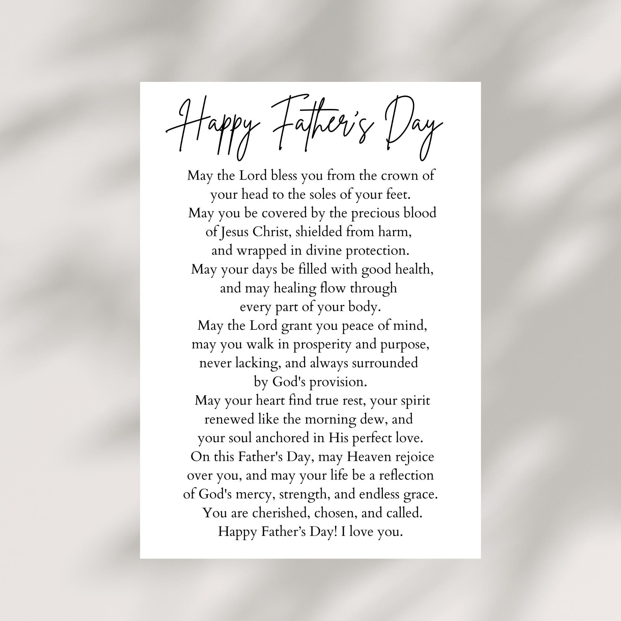 PRINTABLE Father's Day Blessing Card Christian Prayer Religious Faith ...