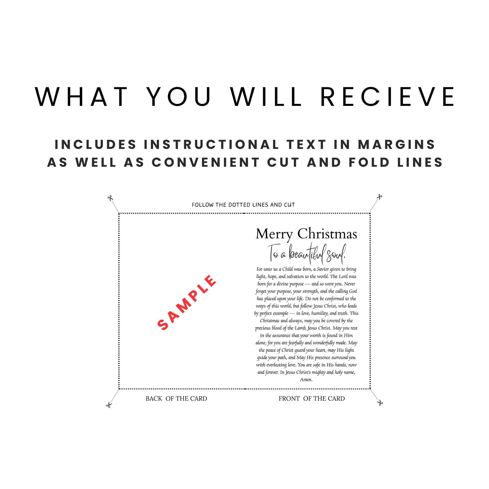 Christmas Blessing Card PRINTABLE Prayer Christian Religious Faith ...