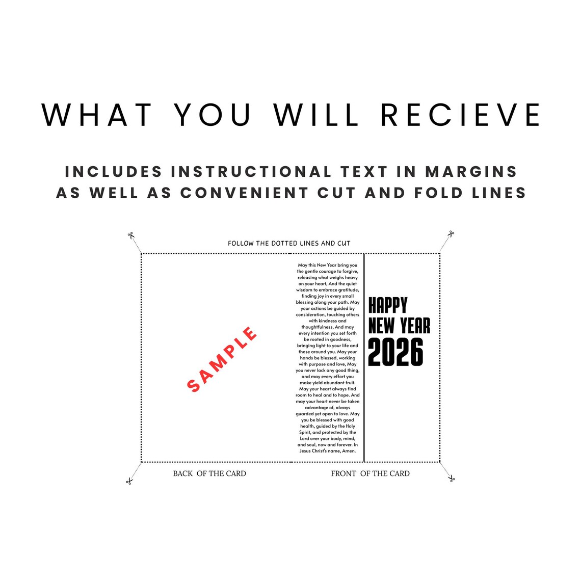 New Year Blessing Card PRINTABLE 2026 Prayer Happy New Year 2026 ...