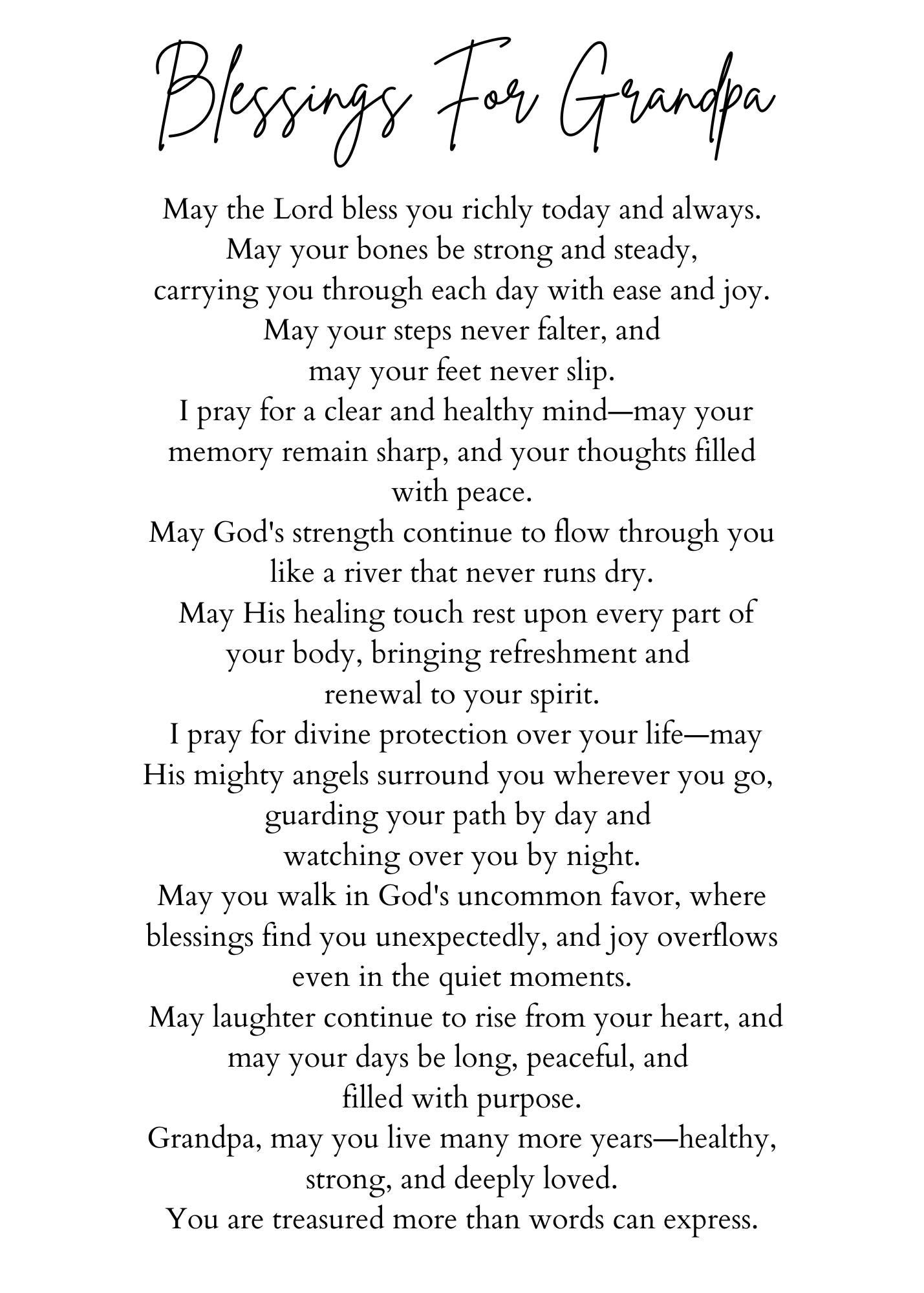 PRINTABLE Grandpa Blessing Card Christian Prayer Religious Faith Based ...
