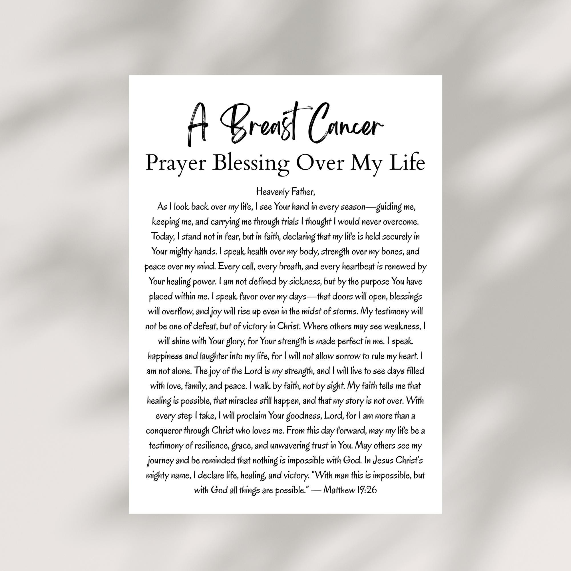 PRINTABLE Breast Cancer Prayer Card Christian Blessing Faith Based MBC ...