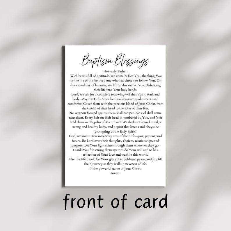PRINTABLE Baptism Blessing Card Christian Prayer for Him or Her Instant ...