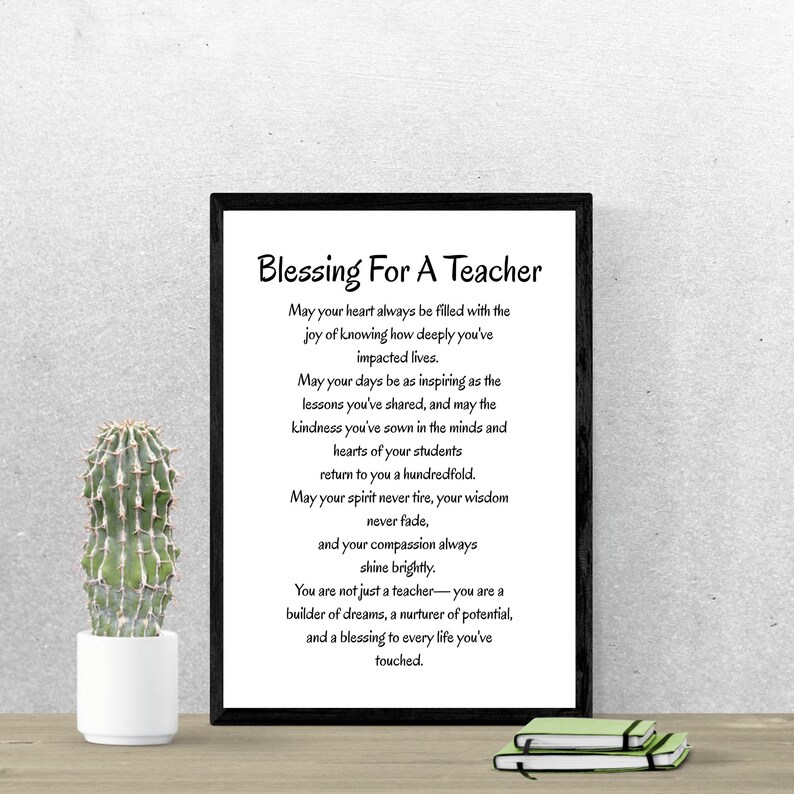 Teacher Blessing Wall Art Printable 18x24 Digital Download Teacher ...