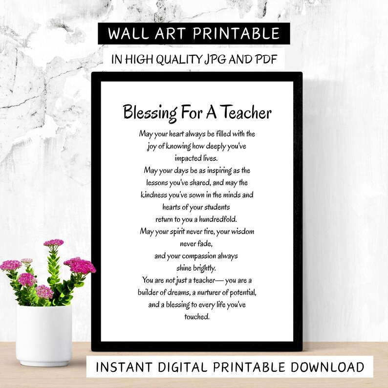 Teacher Blessing Wall Art Printable 18x24 Digital Download Teacher ...