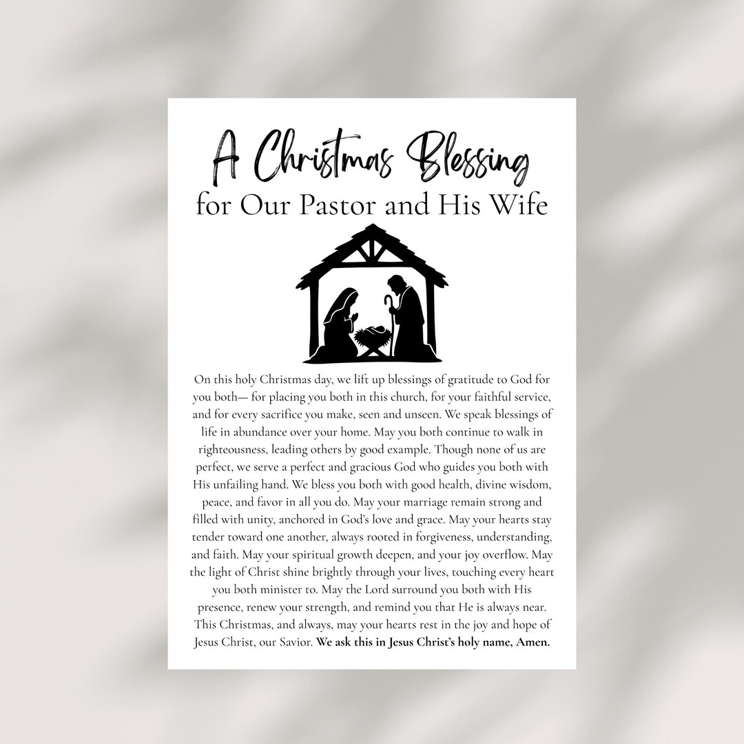 Pastor and His Wife Christmas Card Blessing PRINTABLE Prayer Minister ...