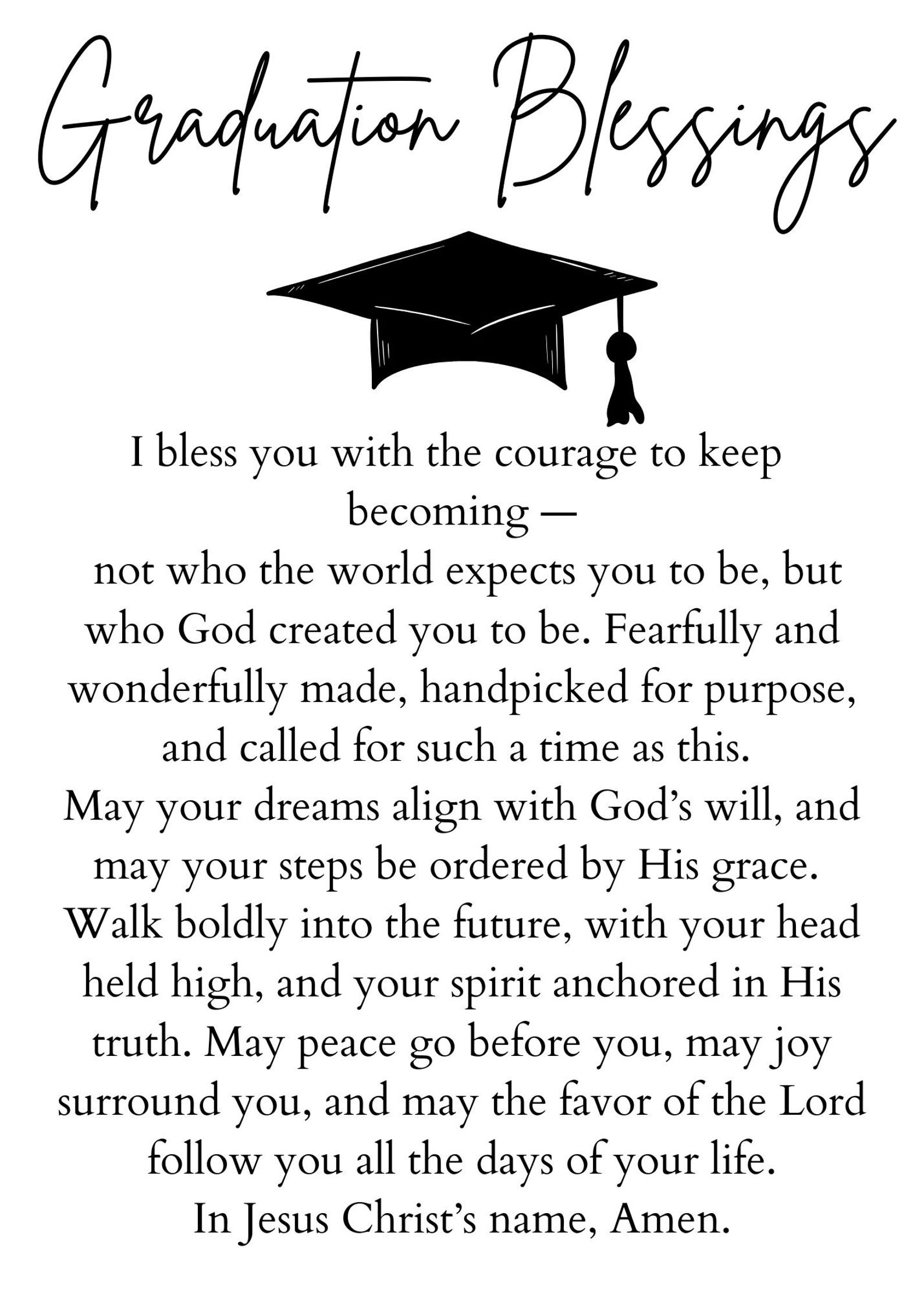 Graduation Blessing Card Printable With Prayer Instant Download ...